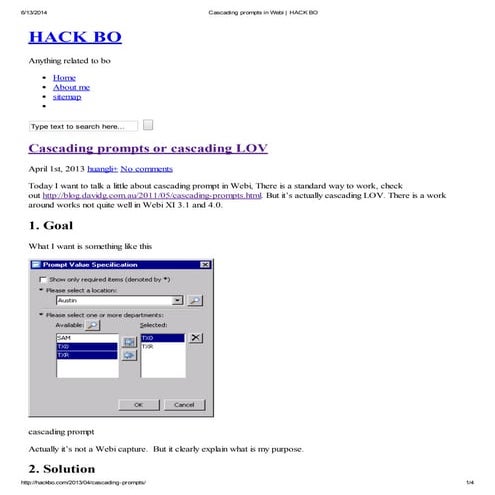 Cascading prompts in webi hack bo | PDF