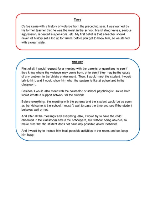 Classroom management case study | DOCX