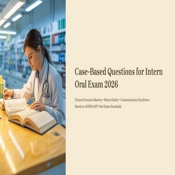 Case-Based Questions for Intern Oral Exam 2026 | PDF