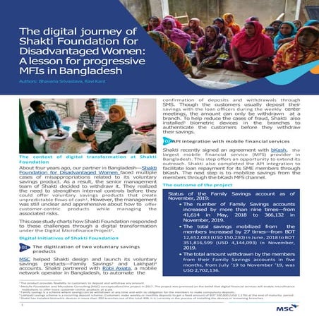 The digital journey of Shakti Foundation for Disadvantaged Women: a lesson for progressive MFIs ...