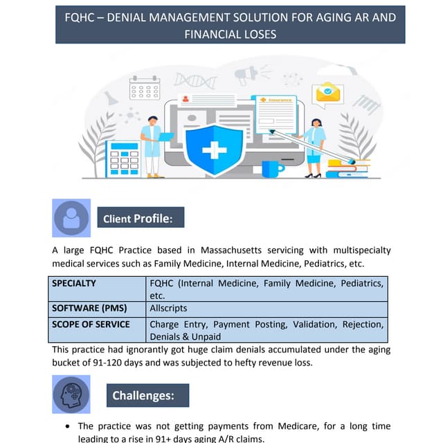 FQHC Denial Management Solution for Aging AR and Financial Loses | PDF