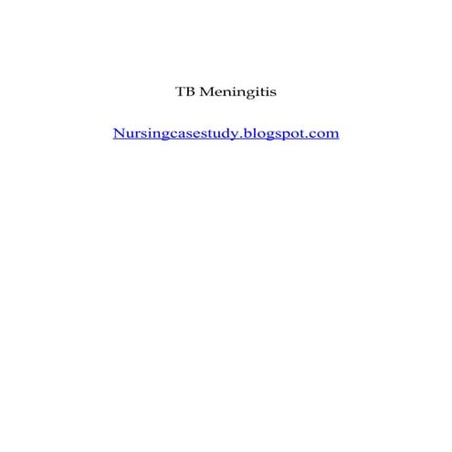 Nursing Case Study TB Meningitis | DOC