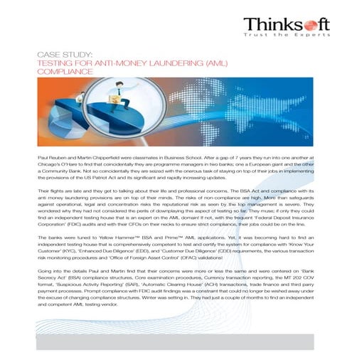 Testing for AML Compliance ( Case Study) | PDF | Financial Regulation ...