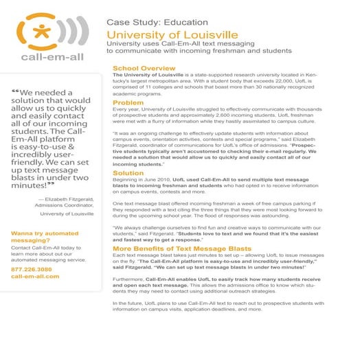 University uses Call-Em-All text messaging to communicate with incoming ...