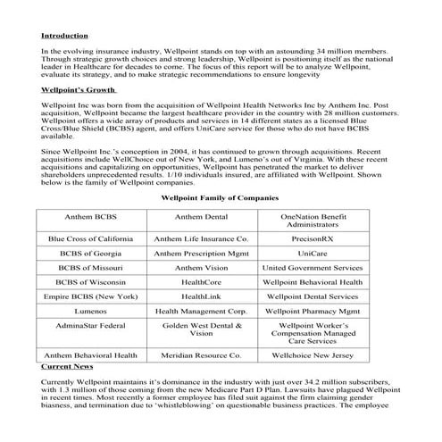 Case Study_ Wellpoint Insurance Summary.doc