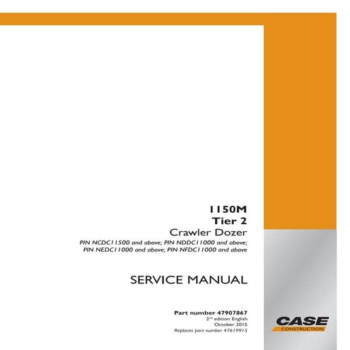 Case 1150 m tier 2 crawler dozer service repair manual (pin nfdc11000 ...