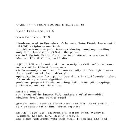 CASE 14 • TYSON FOODS INC., 2015 481Tyson Foods, Inc., 20 | DOCX | Food ...
