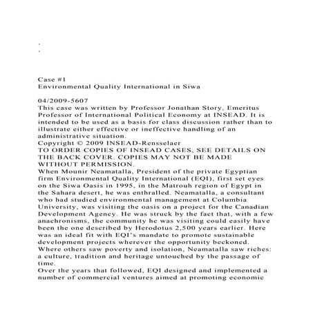Case #1Environmental Quality International in Siwa.docx