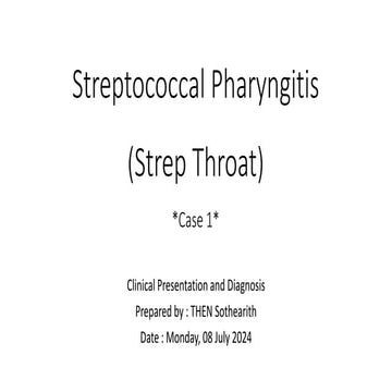 Stretococcal Pharyngitis ( Strep Throat ) | PPT