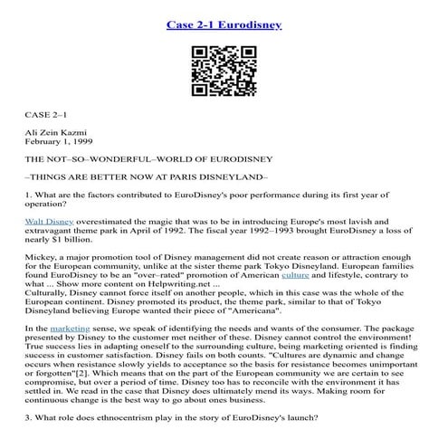 Case 2-1 Eurodisney | PDF