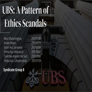 Case study of chapter 20 UBS: ethics scandal | PDF