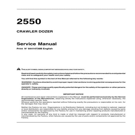 Case 2550 crawler dozer service repair manual | PDF