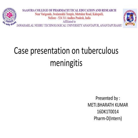 A Case Presentation on Tuberculous meningitis | PPTX