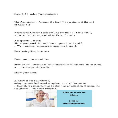 Case 4-2 Hardee TransportationThe Assignment Answer the four .docx