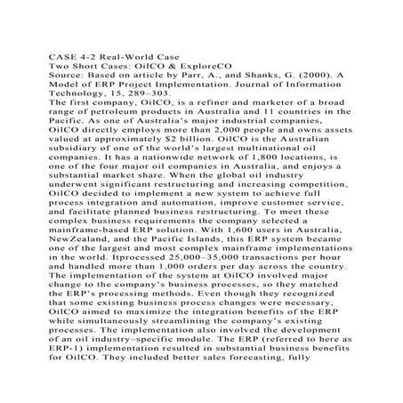 CASE 4-2 Real-World CaseTwo Short Cases OilCO & ExploreCOSour.docx