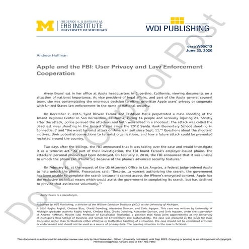 Apple and the FBI: User Privacy and Law Enforcement Cooperation | PDF