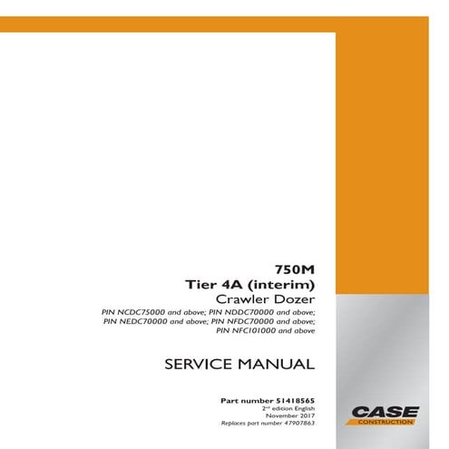 Case 750 m tier 4a (interim) crawler dozer service repair manual (pin ...