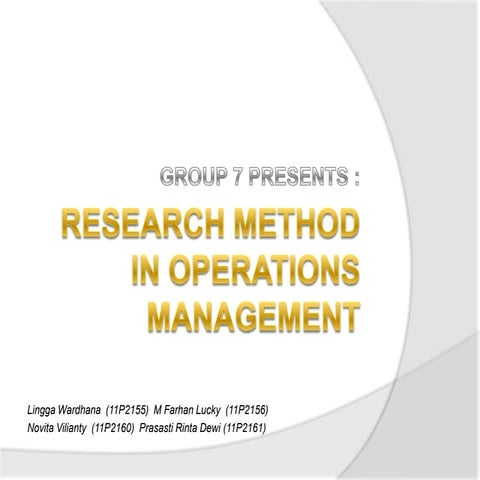 Research method in operations management final | PPTX