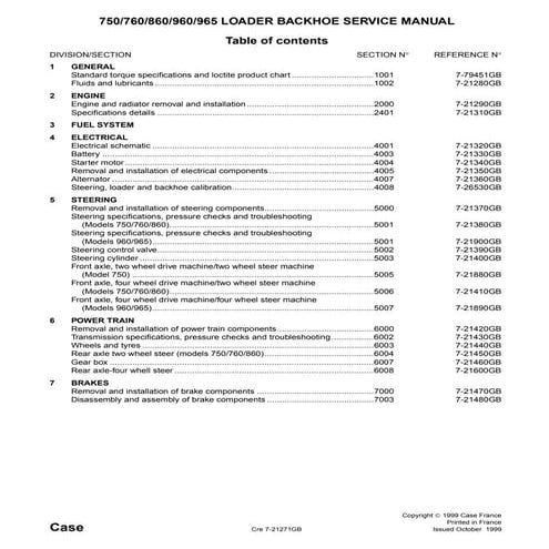 Case 860 backhoe loader service repair manual | PDF