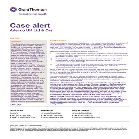 Case alert - Adecco UK Ltd & Ors | PDF | Business Administration | Business