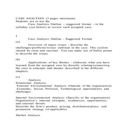 CASE ANALYSES (3 pages maximum)Students are to use the | PDF