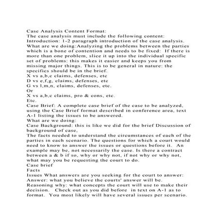 Case Analysis Content FormatThe case analysis must include the .docx