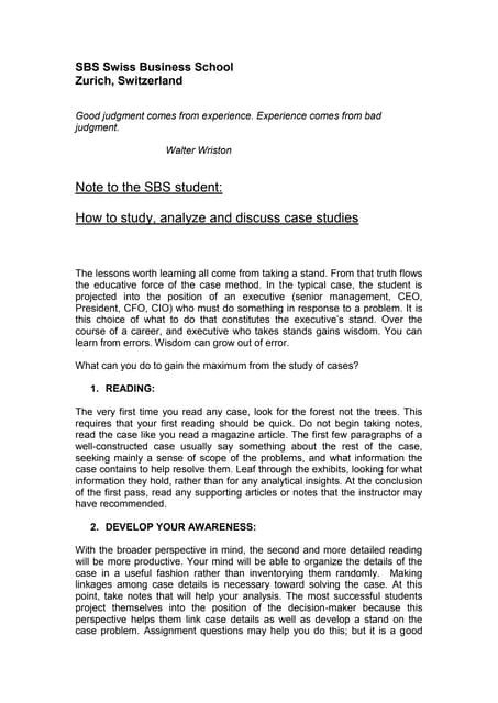 A guide to case analysis | PDF