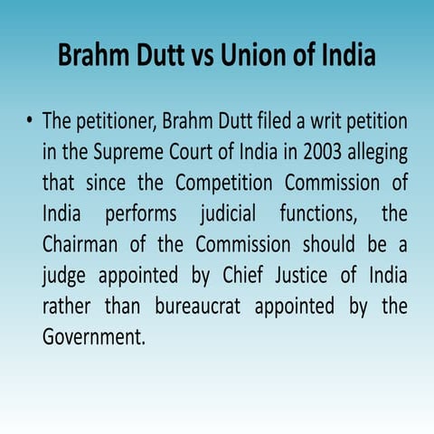 Case Analysis of Brahm Dutt vs Union of Indiapptx | PPTX