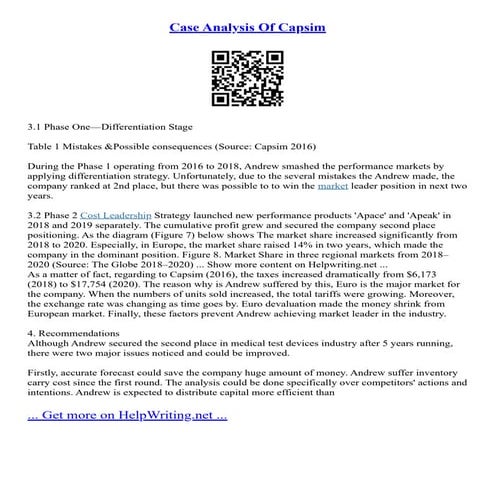 Case Analysis Of Capsim | PDF