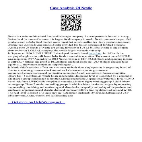 Swot Analysis Nestle