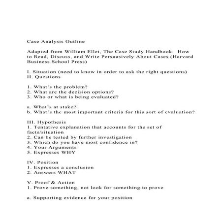Case Analysis Outline Adapted from William Ellet, The Case.docx
