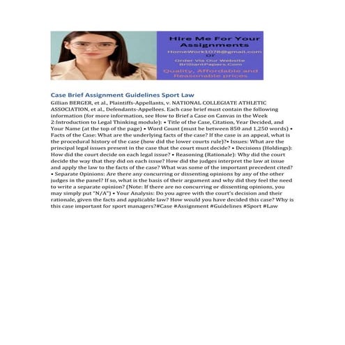 Case Brief Assignment Guidelines Sport Law.docx