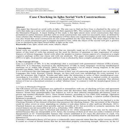 Case checking in igbo serial verb constructions | PDF | Programming Languages | Computing