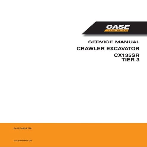 Case cx135 sr tier 3 crawler excavator service repair manual | PDF ...
