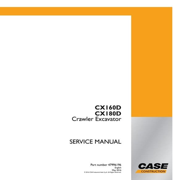 Case cx160 d crawler excavator service repair manual | PDF