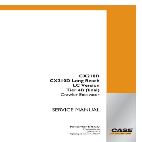 Case cx250 d crawler excavator service repair manual | PDF