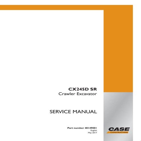 Case cx245 d sr crawler excavator service repair manual | PDF