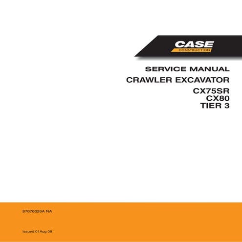 Case cx80 tier 3 crawler excavator service repair manual | PDF
