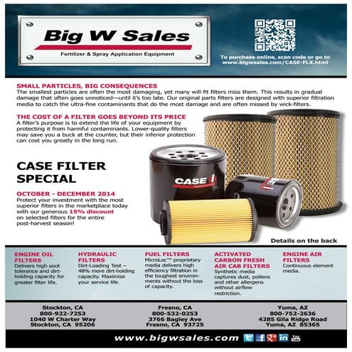 CASE Filters Special Pricing - October 1-December 31, 2014 | PDF