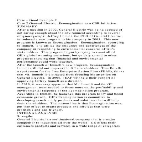 Case – Good Example 2Case 2 General Electric Ecomagination as a.docx ...