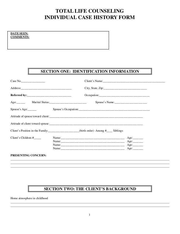 Case history form
