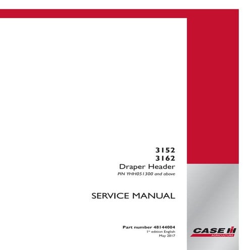 Case ih 3162 flex draper header (45 ft) service repair manual ...