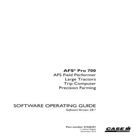 Case IH AFS Pro 700 AFS Field Performer Large Tractors Trip Computer ...