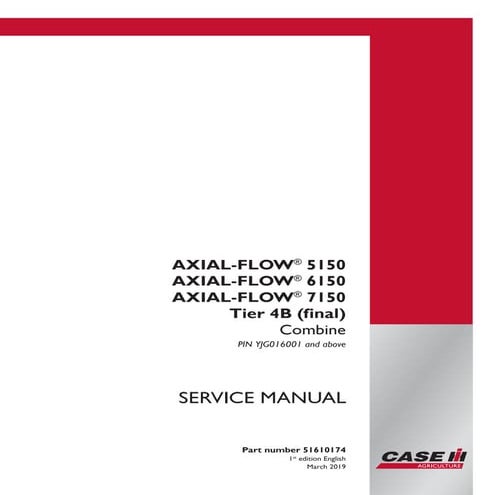 Case ih axial flow 5150 tier 4 b (final) combine service repair manual ...