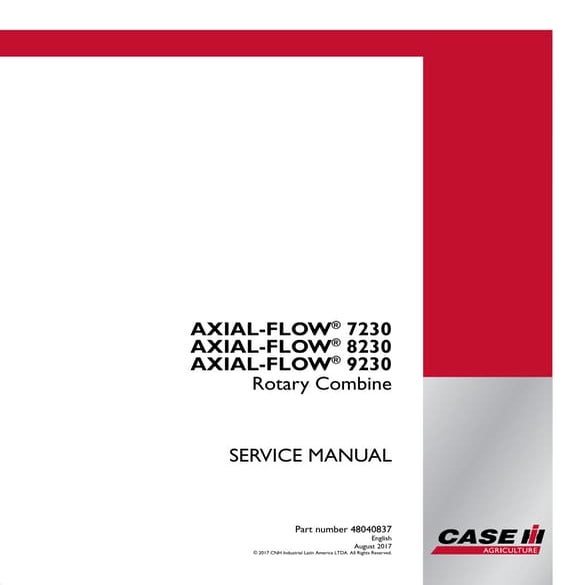 Case ih axial flow 7230 tier iii rotary combine service repair manual | PDF