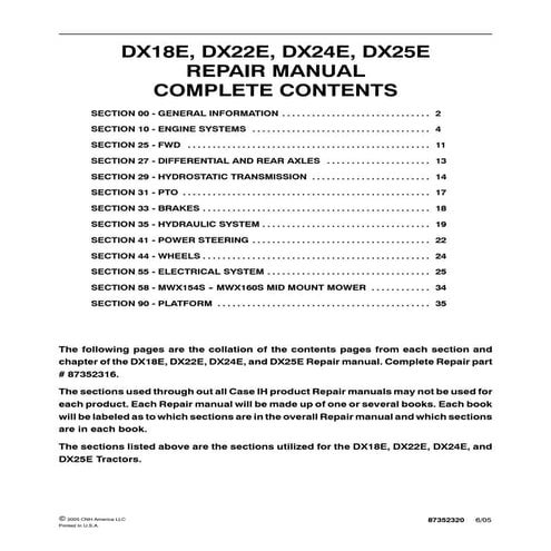 Case ih dx24 e tractor service repair manual | PDF