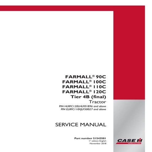 Case ih farmall 110 c tier 4b (final) tractor service repair manual ...