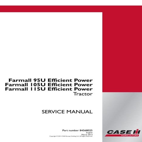 CASE IH Farmall 95U Efficient Power Tractor Service Repair Manual.pdf
