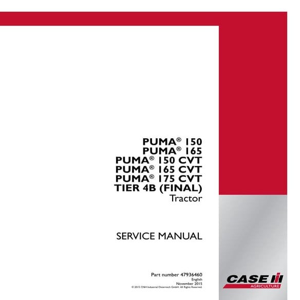 Case ih puma 220 cvt tier 4 b (final) tractor service repair manual | PDF