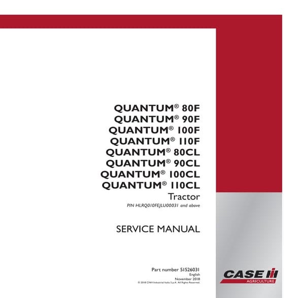 CASE IH Quantum 100CL Tractor Service Repair Manual (PIN ...